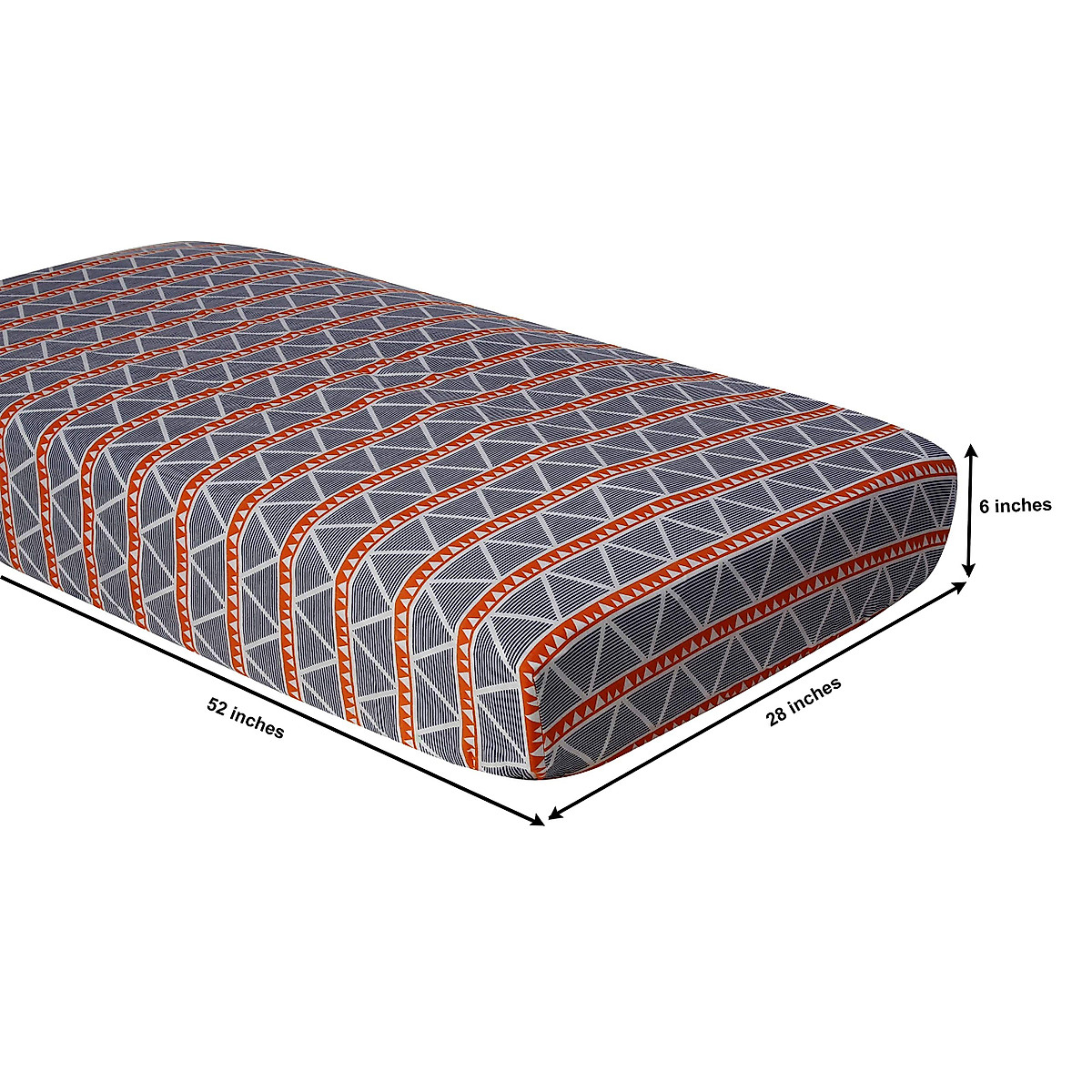 Bacati - 2 Pack Tribal/Aztec/Triangles Silky Soft Breathable 100% Cotton Muslin Baby Crib Fitted Sheets - Fits Standard 28 x 52 x 5 Crib & Toddler Mattresses (Orange/Navy Large Triangles)