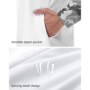 FISHEAL UPF 50+ UV Sun Protection with Zip Pocket - Fishing Shirts for Men Long Sleeve Mesh Sides Performance Shirt