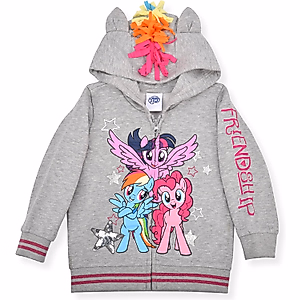 My Little Pony Rainbow Dash, Twilight Sparkle and Pinkie Pie Girls Zip Up Hoodie for Toddlers and Big Kids