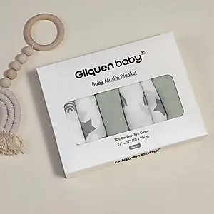 GLLQUEN BABY Receiving Blanket Boy Cotton Muslin Swaddle Blankets Girl Newborn Squares Breathable & Soft Thin Baby Blankets Cloths Double Absorbent Infant Swaddling Wrap - 6 Pack (Star)