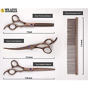We Love Doodles Dog Grooming Scissors Kit - Dog Grooming Shears - Curved Dog Grooming Scissors - Thinning Scissors For Dogs - Best Grooming Scissors For Goldendoodles