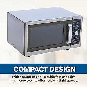 FSE Commercial Microwave with Dial Control, 1 Cubic Feet Interior, Stainless Steel, 1000 Watts, UL and NSF Approved