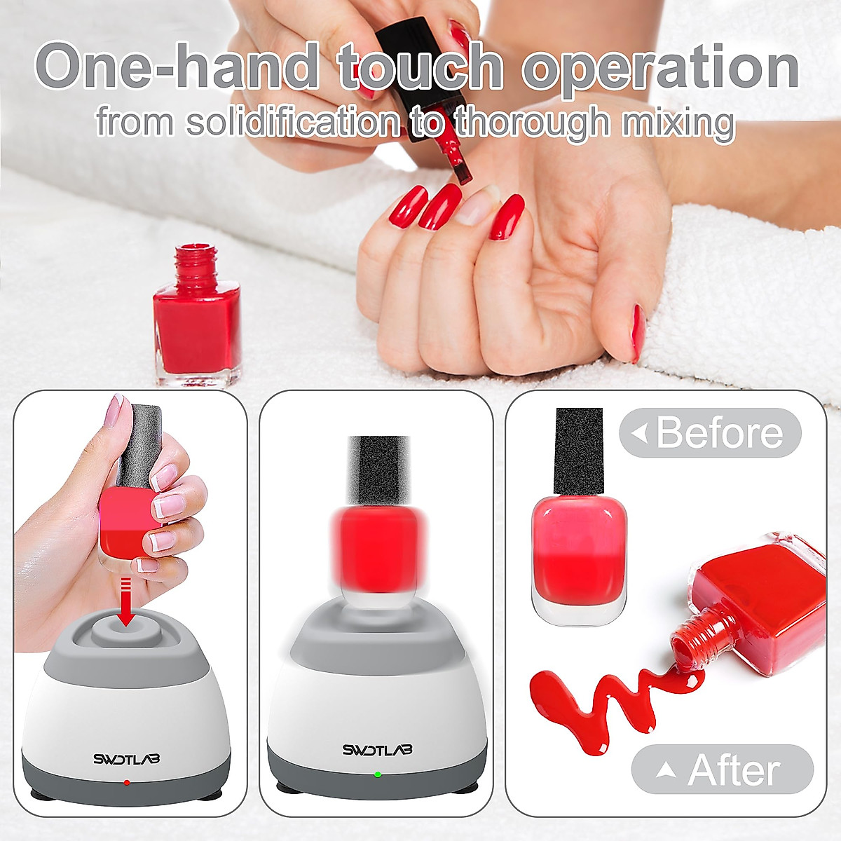 SWDTLAB 4000rpm Mini Lab Vortex Mixer Portable Paint Shaker Mixer with Touch Function for Eyelash Sharker Glue Adhesives Gel Polish and Test Tubes Acrylic Paints Mixing,Grey