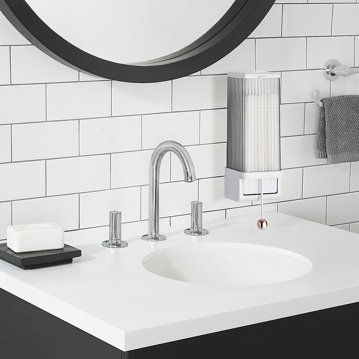 Cosmetic Cotton Pad Holder, Cotton Pad Storage Holder, Wall Mount Cotton Pad Organizer, Dustproof Cotton Pad Container, Makeup Cotton Pad Organizer, Bathroom Cotton Pad Holder, Press-Out Cotton Pad Di