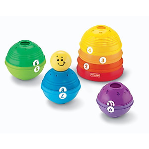 Fisher-Price Baby Toy Stack & Roll Cups, 10-Piece Stacking & Nesting Activity for Developmental Play Infants Ages 6+ Months