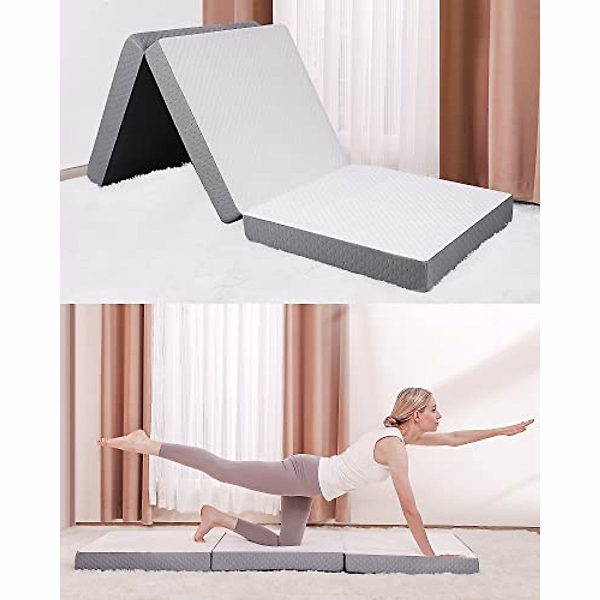 Forias Folding Mattress, Tri-fold Memory Foam Mattress, 4 Inch Foldable Mattress Topper with Washable Cover, Portable Mattress for Floor Guest Bed Camping Single Size 75" L x 25" W x 4" Th