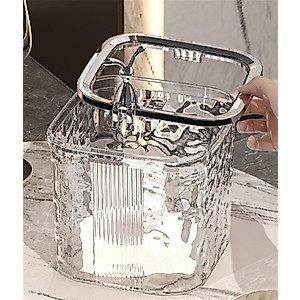 RSPGMKIX Desktop Trash Can Push-Type Living Room Light Luxury Sundries Bucket Car Home Desk Restaurant Storage Barrel Trash Basket(Clear,B)