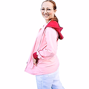Esther's Story Mastectomy/Breast Surgery Recovery Shirt with Drain Pockets (Medium, Pink Cherry Hood)