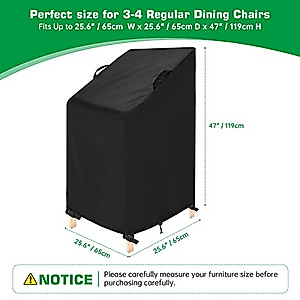 Vickay Stackable Patio Chair Cover Waterproof Outdoor Chair Cover Heavy Duty Lawn Patio Furniture Covers 25.6" L x 25.6" W x 47" H