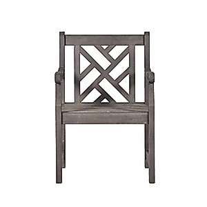 Vifah V1301 Renaissance Hand-Scraped Acacia Patterned Back Outdoor Armchair
