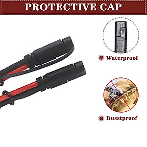 10Gauge SAE Extension Cable 10AWG - 6FT SAE to SAE Cable Battery Charger Extension Cord Heavy Duty 10AWG Quick Disconnect SAE 2Pin Connector Solar Panel Power Connect Plug Harness with Waterproof Cap