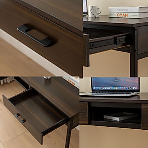 Aerkenga 55 inch Desk with Drawers Large Size Home Office Desk for Bedroom Office Use Desk with Storage Vanity Makeup Desk Drawer Desk Easy Install, Black