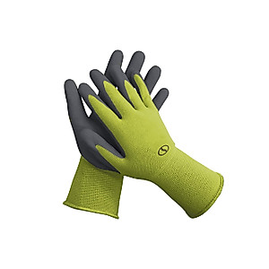 Sun Joe All-Purpose GGNP-S3 Reusable Nitrile-Palm Gloves, Tactile, Washable, One Size Fits Most, For Gardening, DIY, Set of 3, Green