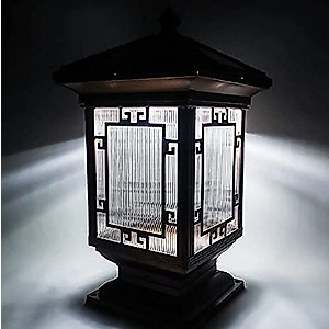 HSCW Solar Waterproof Landscape Lightins Modern Aluminium Die-Casting Pillar Lamp Outdoor Main Gate Stigma Lighting Column Headlights Home Garden Solar Lights Outdoor Wall Lights Lights 3