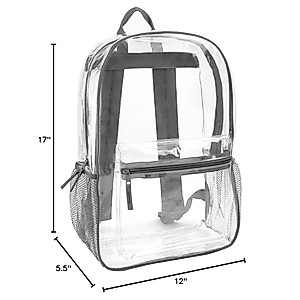 Clear Backpack With Reinforced Straps For Security & Sporting Events (Gray)