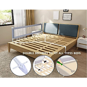 SeseYii Baby Bed Rail with Safety Y-Strap Extra Long Twin Full Queen King Size Infants Toddlers Guardrail with Reinforce Anchor (Grey, 55 inch)