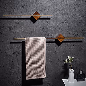 Bath Towel Holder, Adjustable Towel Bar, Stainless Steel Wall Mount Towel Holder, Self Adhesive Bathroom Towel Holder, Bath Towel Bar Towel Hanger for Bathroom (Black 16 Inch)