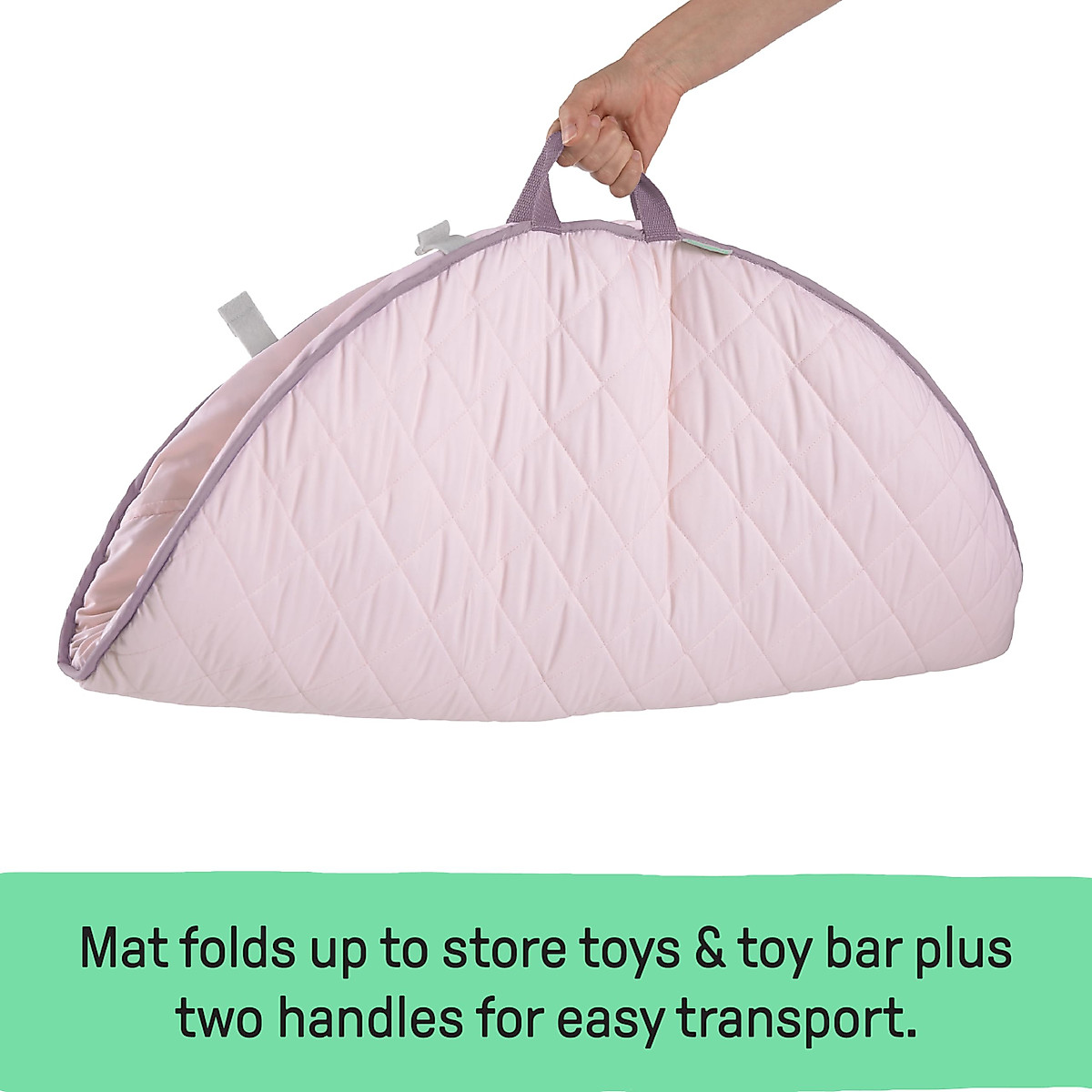 Ingenuity Cozy Spot Reversible Duvet Activity Gym & Play Mat with Wooden-Toy-bar - Calla (Pink), Newborn and up