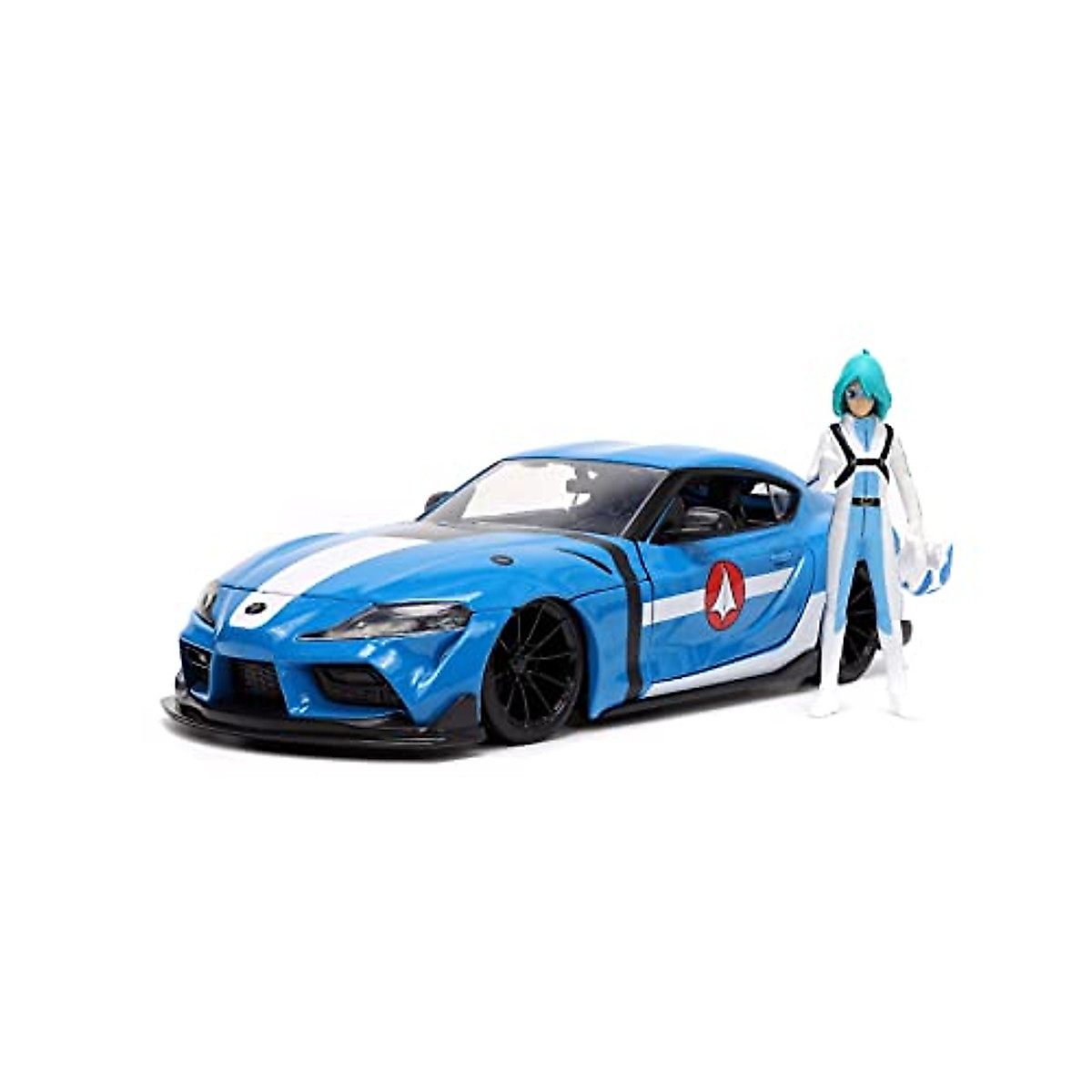 Jada Toys Robotech 1:24 2020 Toyota Supra Die-cast Car w/ 2.75" Max Sterling Figure, Toys for Kids and Adults