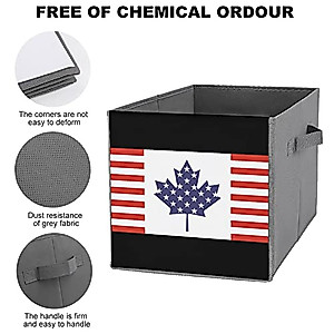 American Canadian Flag Collapsible Storage Bins Basics Folding Fabric Storage Cubes Organizer Boxes with Handles