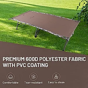 TIMBER RIDGE Outdoor Bed Cots for Sleeping with Carry Bag Foldable XL Hunting for Camping, Hiking, Camouflage，Home, Travel, Support up to 600lbs, Tan