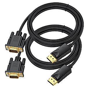 UV-CABLE DisplayPort to VGA Cable 5ft 2-Pack, Display Port DP to VGA Adapter Male to Male Gold-Plated for Computer, Laptop, TV, Projector-Not USB to VGA, Not HDMI to VGA