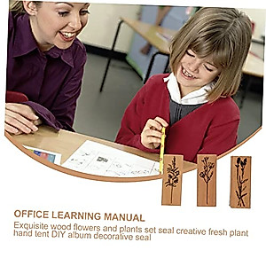 COHEALI 8pcs Wooden Seal Planner Stamp Set Making Stamp Wooden Rubber Paint Brishes Letter Stamps Woodsy Decor Scrapbook Stamp Wood Mounted Rubber Stamp DIY Wood Stamp Plant Journal Wooden