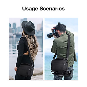 BAGSMART Small Camera Case with Tripod Holder, Compact Camera Shoulder Bags for DSLR/SLR/Mirrorless Cameras, Waterproof Crossbody Bag Women Men, Black