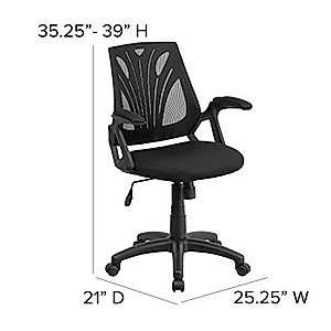 Flash Furniture Mid-Back Designer Black Mesh Swivel Task Office Chair with Open Arms