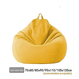 Bean Bag Chair Cover for Kids and Adults, Sturdy Zipper Beanbag Case, Sack Bean Bag, Zipper Storage Beanbag (No Filler) for Organizing Children Plush Toys Lazy Sofa Chairs (Yellow, S)
