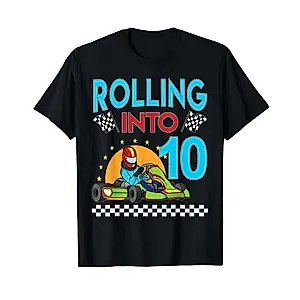 Rolling into 10 Go Kart Racing Go-Kart 10th Birthday Racing T-Shirt