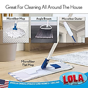 Lola Products 6-in-1 Cleaning Kit & Storage System | SPACE SAVER | 3 Mops, 1 Broom, 1 Storage Rack & 1 Handle | Cleans Dirt, Grime, Dust, & Pet Hair | Wall Mount Holder, Floor Cleaner & Dusting