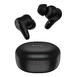 HTC True Wireless Earbuds Plus with Active Noise Cancellation, Bluetooth Earphones Stereo in Ear Headphones IPX5 Waterproof/24-Hour Playtime/Built-in Mic/Touch Control for Driver, Work, Sport -Black