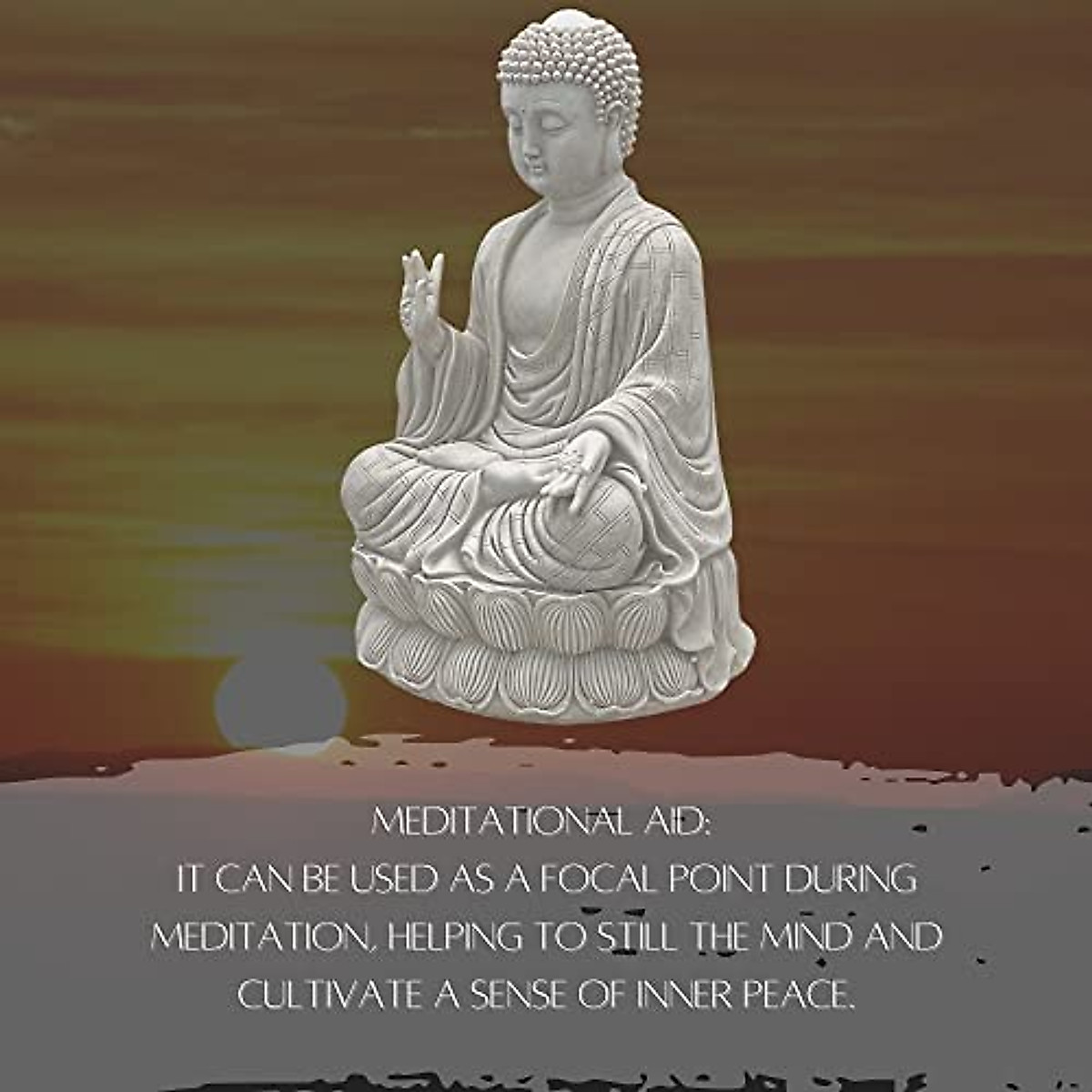 Bellaa 23279 Meditating Buddha Statue 12" inch Lotus Mudra Sitting Buda Altar Sculptures Japanese Zen Garden Decor Figurines
