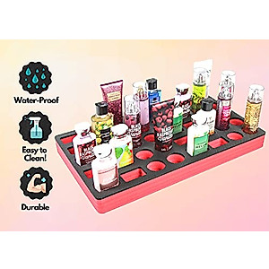 Polar Whale Lotion and Body Spray Stand Organizer Large Tray Red and Black Durable Foam Washable Waterproof Insert for Home Bathroom Bedroom Office 23.25 x 13.5 x 2 Inches 40 Slots