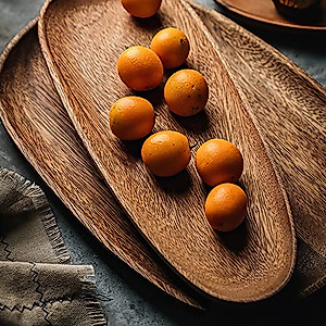 AOOSY Wood Serving Tray, Wooden Serving Platters Set for Serving Food, Fruit, Vegetable, Meat Breakfast Lunch Dinner in Bed Decorative Bread Plates Party Wood Serving Board, Set of 4