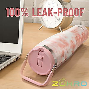 Zukro 40 OZ Tumbler With Flip Straw |Stainless Steel Water Jug With Top Handle For Gym, Outdoors, Car |Large Leak Proof Triple-wall Vacuum Insulated Water Bottle Keeps Cold 30 Hours & Easy Carry