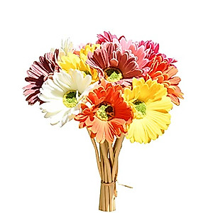Mandy's 12pcs Multiclor Flowers Artificial Gerbera Daisies Silk Flowers 15" for Home Kitchen Wedding Decorations