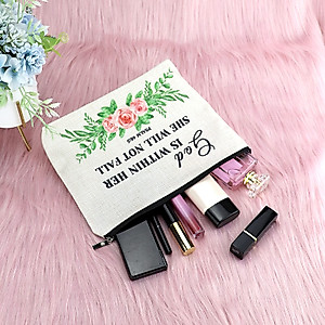 Sfodiary Motivational Gift for Women Makeup Bag Religious Gift for Sister Bible Verse Gift Cosmetic Bag Birthday Gifts for Friend Encouragement Graduation Christmas Gift Travel Cosmetic Pouch