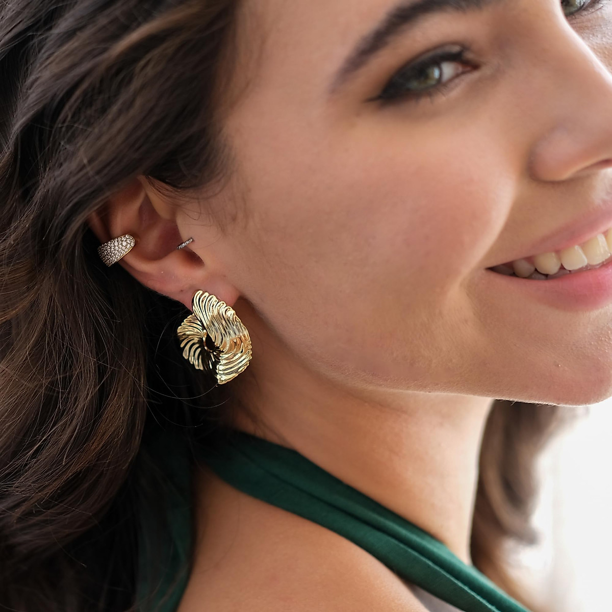 Thick Ear Cuff Earring 14K plated | CZ Ear Wrap Non Pierced Ear Cuff (Sold by 1 Single Cuff)