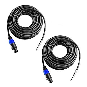 Yoico 2Pcs 3 Feet Professional Speakon to 1/4 Speaker Cable, Pair 3 ft 12 Gauge Speakon to 1/4 Male Inch Audio Amplifier Connection Heavy Duty Cord Wire with Twist Lock