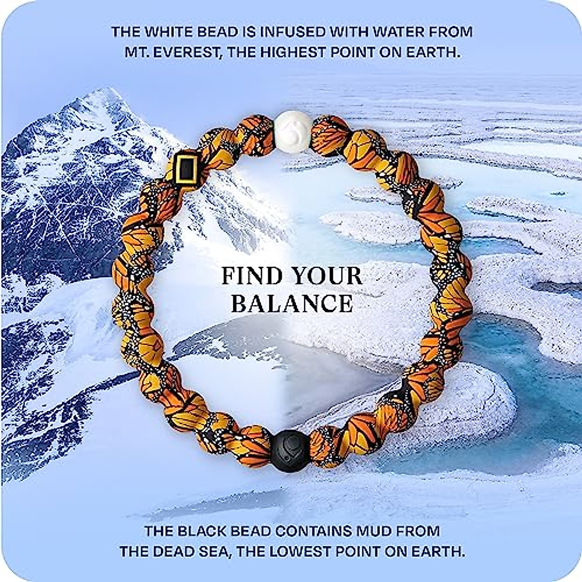 Lokai Silicone Beaded Bracelet for Women & Men, National Geographic Collection - Monarch Butterfly Style, (Small, 6 Inch Circumference) - Silicone Bracelet Slides-On, Comfortable Fit