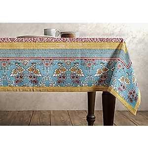 Maison d' Hermine Table Cloth 100% Cotton 60"x90" Decorative Tablecover Washable Rectangle Easter Tablecloths for Dining, Buffet Parties & Wedding Use, Marquise - Spring/Summer