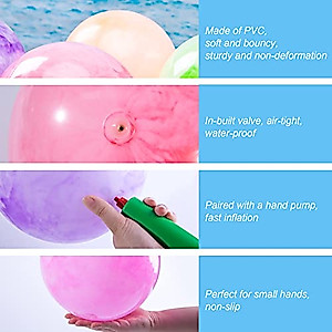 3 otters Bouncy Balls for Kids, 6PCS Marbleized Bouncy Balls Plus Pump Inflatable Sensory Balls Kickball Dodge Ball for Kids Adult Summer Beach Outdoor Game