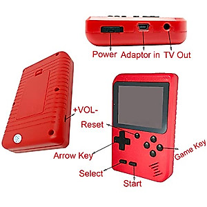 Handheld Game Console Retro Mini Game Player with 400 Classical FC Games Supporting 2 Players & TV Connection , Gift Birthday (Game Console Red)