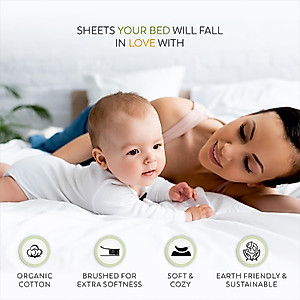 Purity Home Organic 100% Cotton Twin Ecru Sheet Set, 300 Thread Count Percale Weave Sheets Set, Ultra-Soft 14" Deep Pockets Dorm Bed, Breathable & Cooling for Hot Sleepers, Twin Ecru Sheets