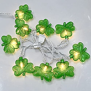 Shamrock String Lights, 8.5Ft St Patrick's Day Decorations String Lights with 10 Clover Lights, Connectable Shamrock Indoor Fairy Lights for St Patrick's Day Party Irish Holiday Garden Decor, White
