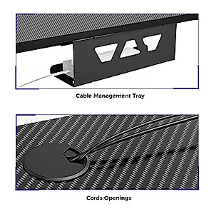 It's_Organized Gaming Desk 55 inch PC Computer Desk, K-Frame Home Office Desk Professional Gamer Workstation with Cup Holder Headphone Hook Gaming Handle Rack Free Mousepad, Black