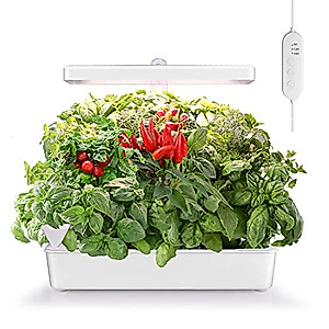 J&C Indoor Garden, Herb Kitchen Garden with 20W LED Grow Light, Height Adjustable, Smart Timer Plant Light (Advanced Version, White)