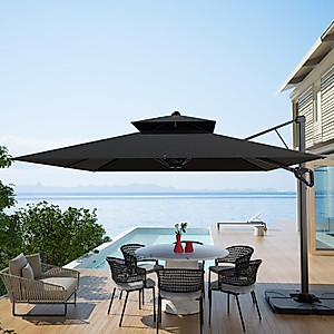 Nalupatio Patio umbrella 10FT Outdoor Square Umbrella Large Cantilever Umbrella 360°Rotation Hanging Double Top Offset for Garden Deck Pool Patio (Grey)